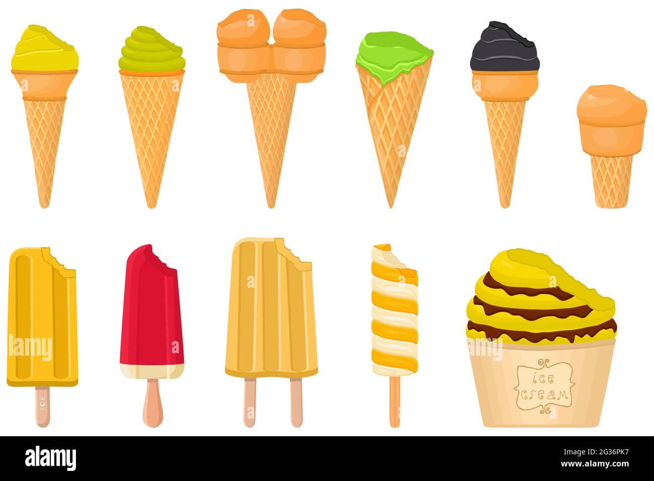 Illustration on theme big kit ice cream popsicle different types in ...