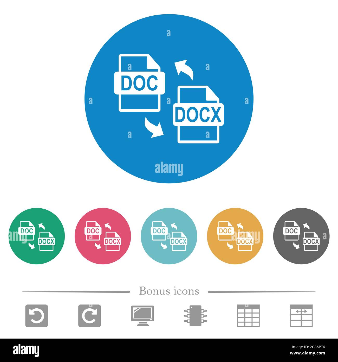 DOC DOCX file conversion flat white icons on round color backgrounds. 6 ... DOC DOCX file conversion flat white icons on round color backgrounds. 6 ...