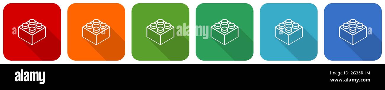 Toy brick concept vector square icon, set of simple editable flat ...