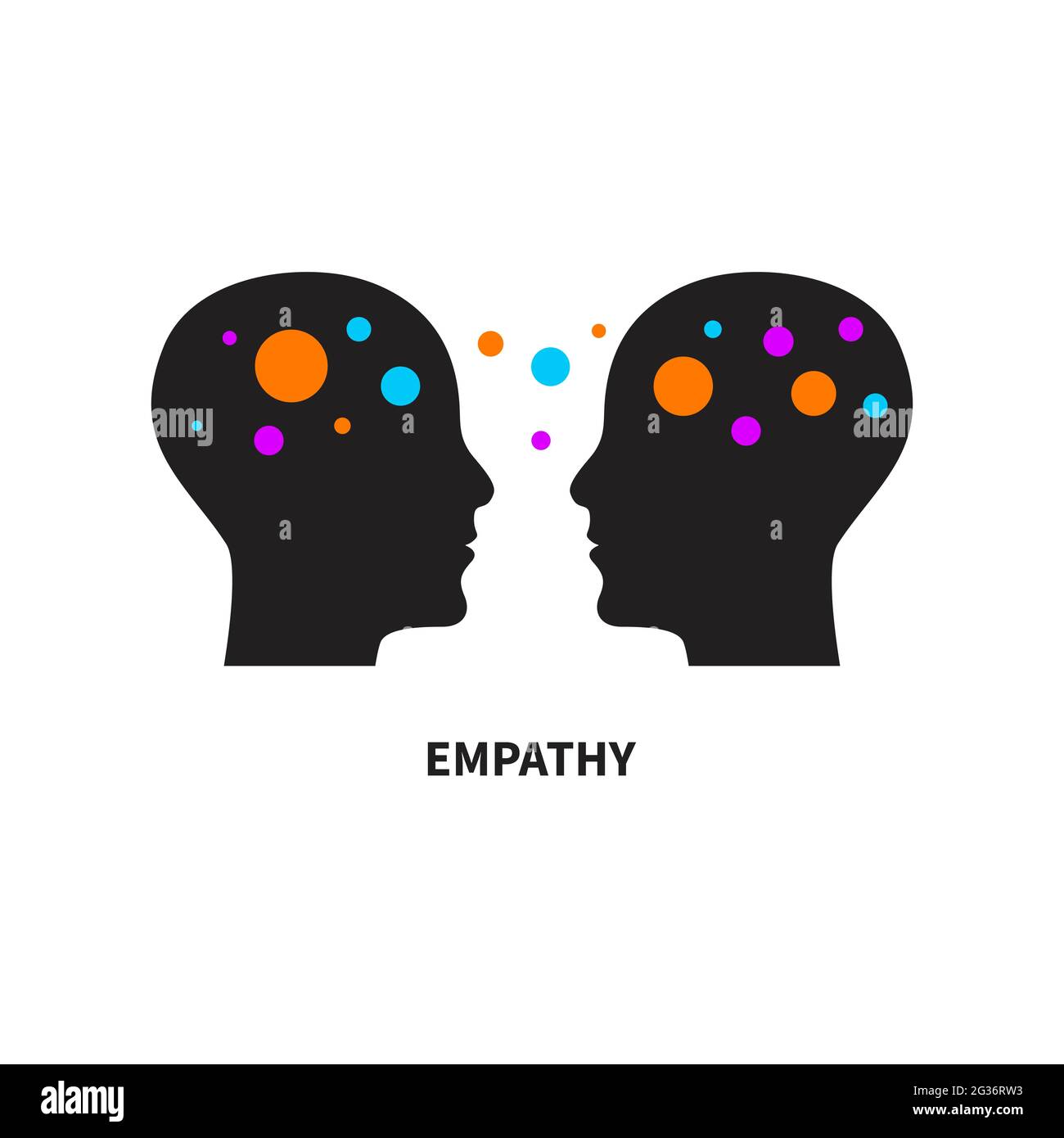 Logo of empathy, emotional intelligence. Two profiles and relationship ...