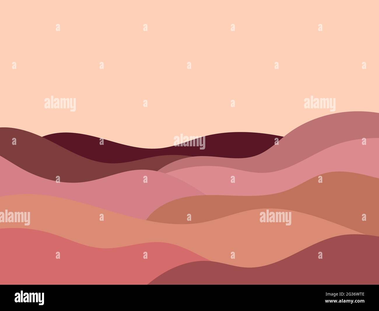 Wavy landscape in a minimalistic style. Landscape with hills. Boho ...
