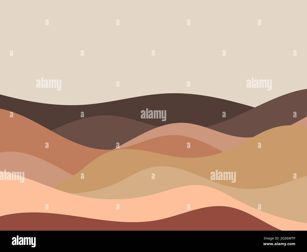 Wavy landscape in a minimalistic style. Landscape with hills. Boho ...