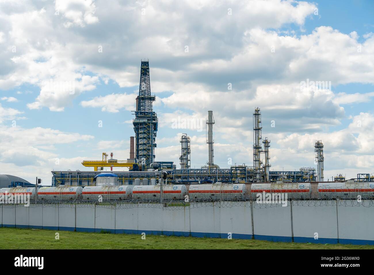 Industrial zone, oil refining equipment, industrial pipelines of the ...