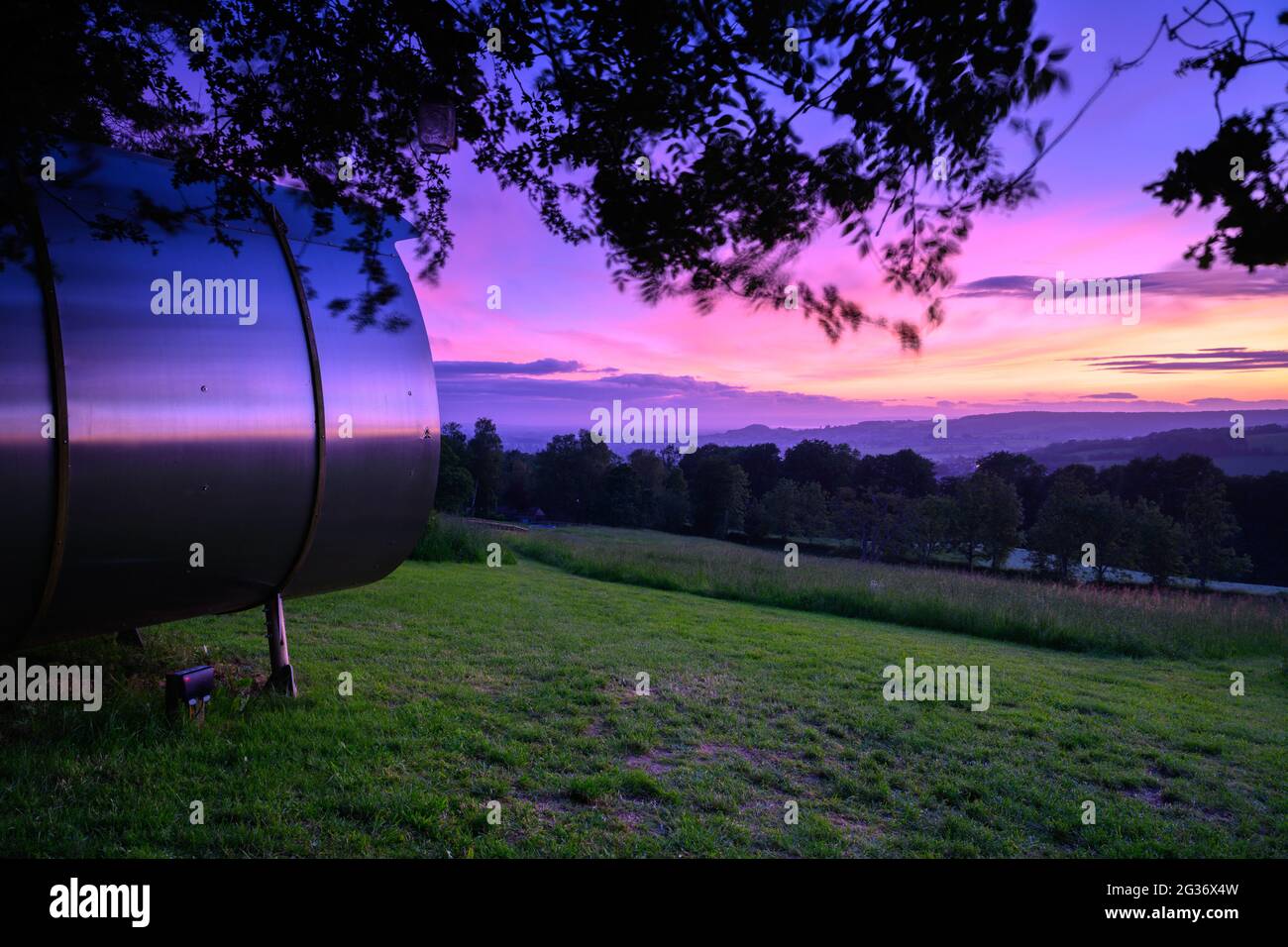 sunset view across the Cotswolds in England Stock Photo - Alamy