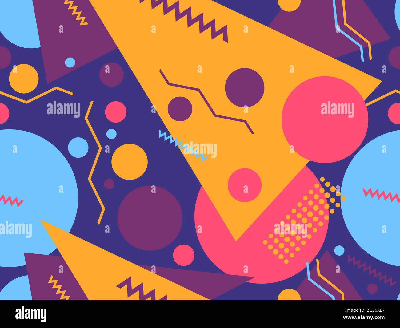 80s geometric seamless pattern with memphis elements. Trendy retro ...