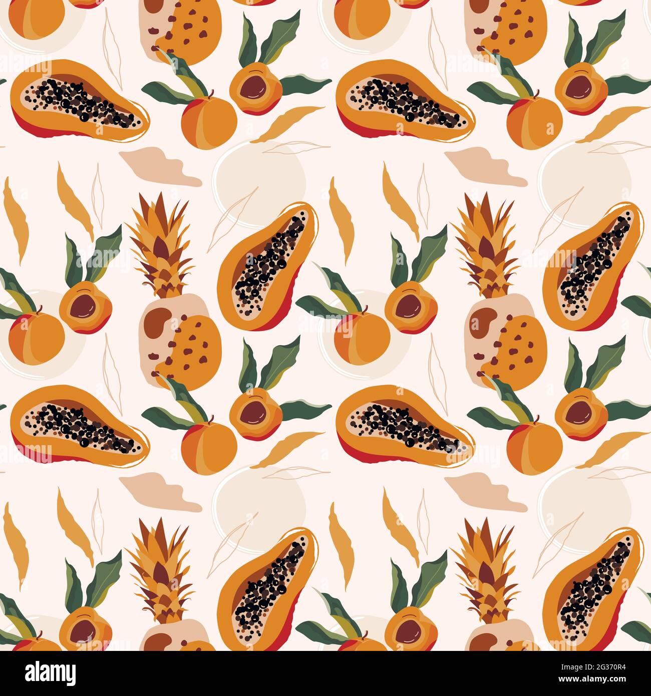 Abstract tropical pattern with shapes and fruits Stock Vector Image ...