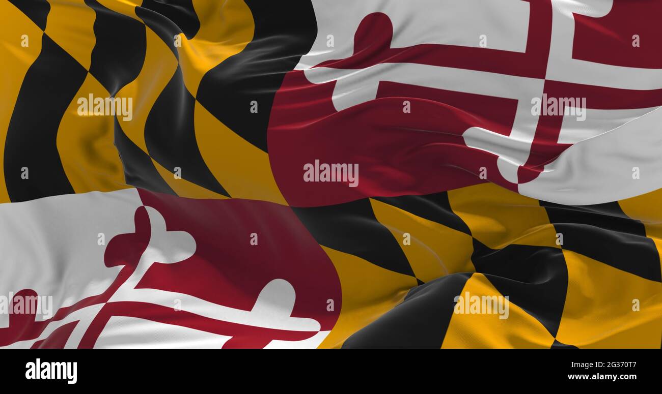 flag of Maryland waving in the wind. Patriotic concept about state. 3d ...