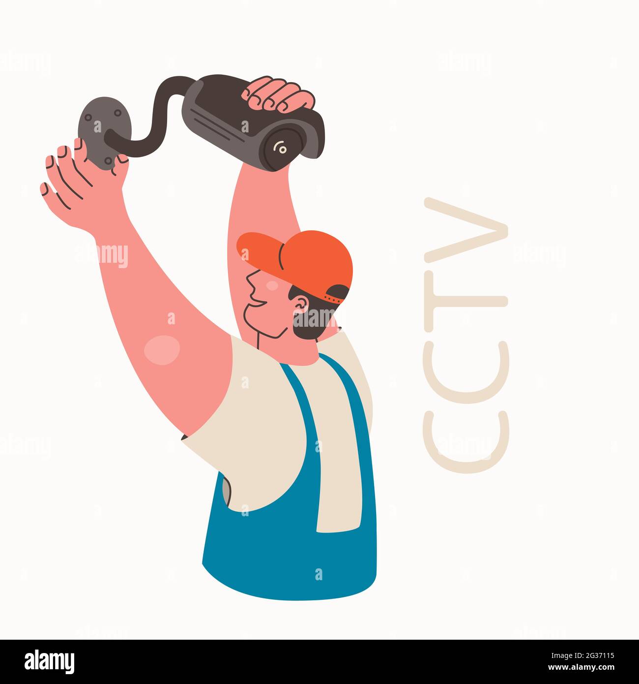 Man installing cctv Stock Vector Images - Alamy