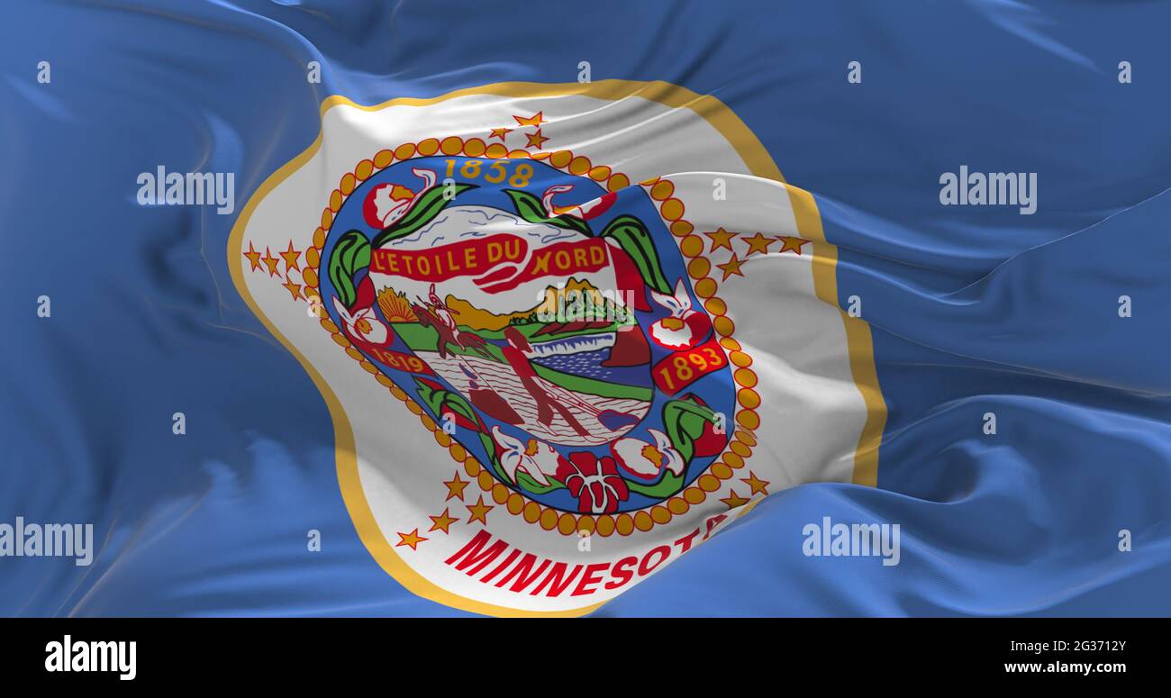 flag of Minnesota waving in the wind. Patriotic concept about state. 3d ...