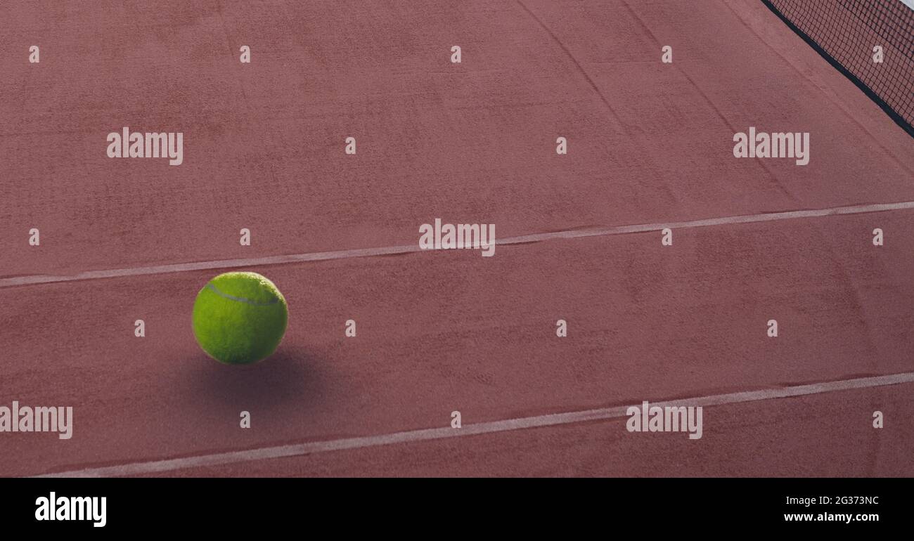 Composition of tennis ball with copy space on tennis court Stock Photo ...