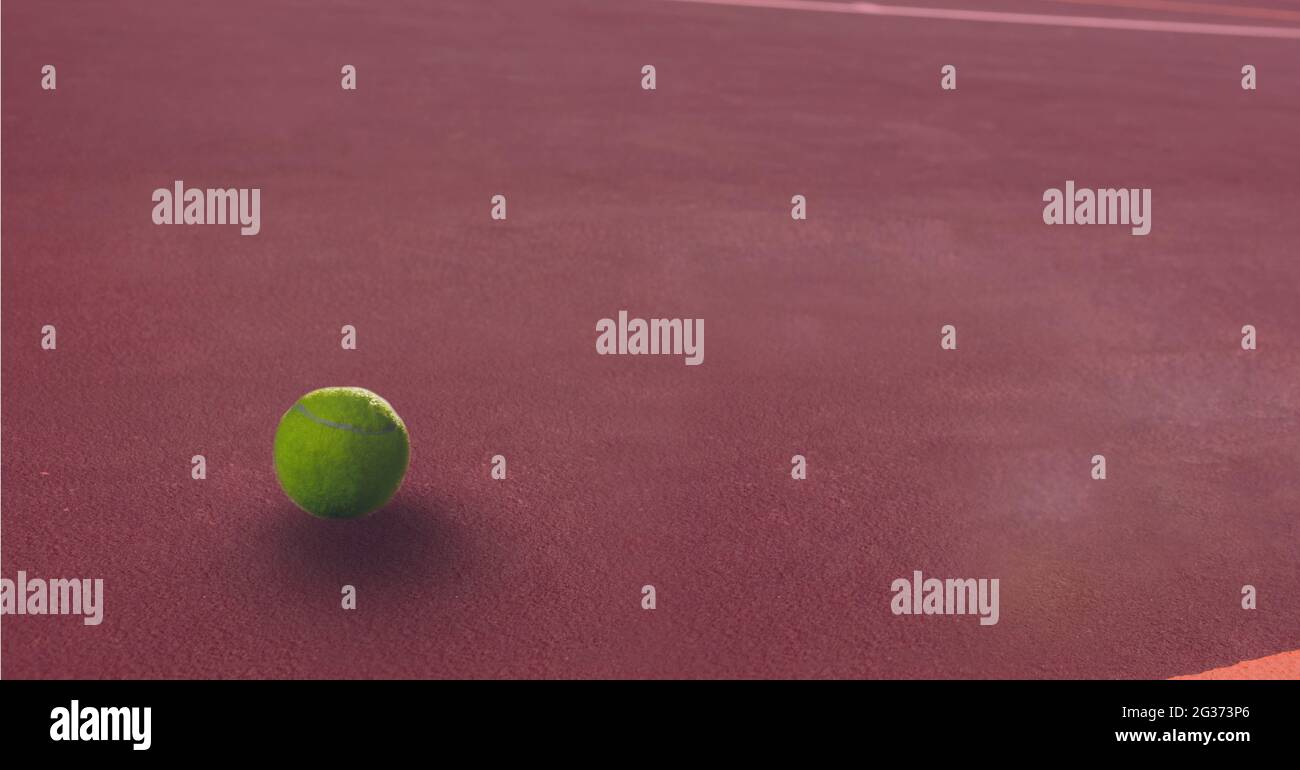 Composition of tennis ball with copy space on tennis court Stock Photo ...