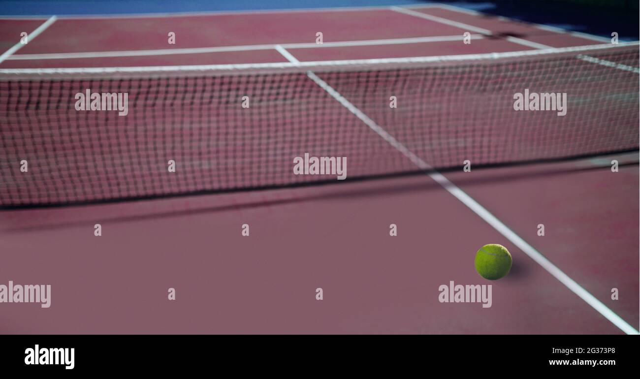 Composition of tennis ball with copy space on tennis court Stock Photo ...