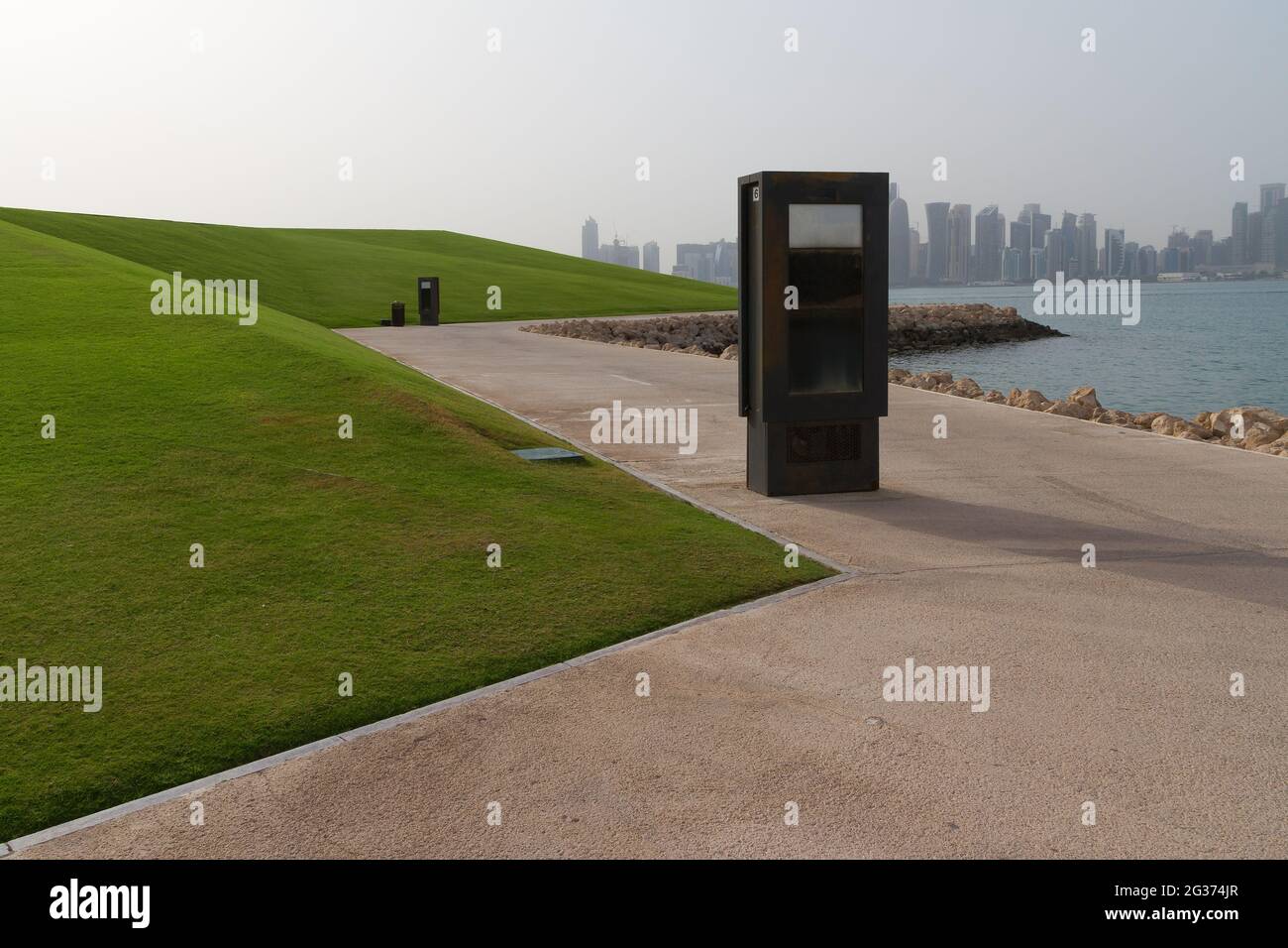 Doha, Qatar - April 23, 2015: Doha Skyline and Public Green Space Stock ...