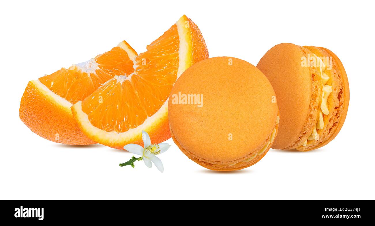 Orange macaroons isolated on white background Stock Photo - Alamy