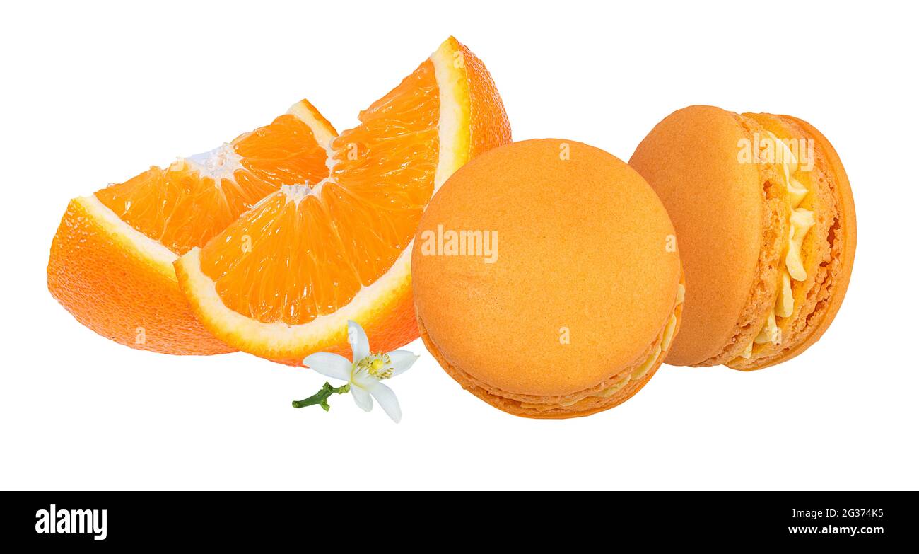 Orange macaroons isolated on white background Stock Photo - Alamy