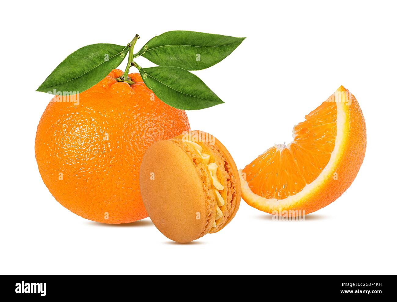 Orange macaroons isolated on white background Stock Photo - Alamy