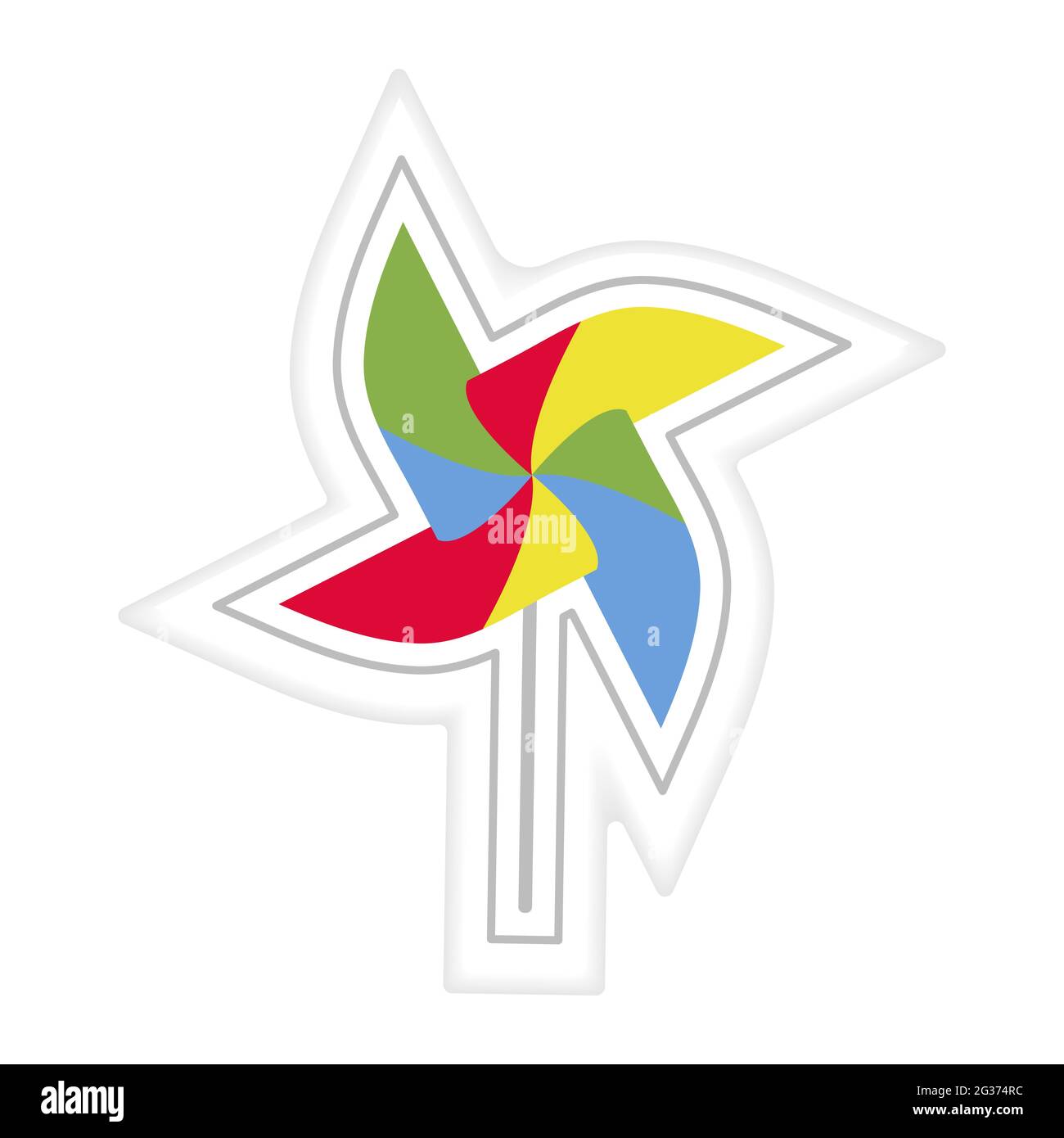 Vector illustration Kid toys Sticker pinwheel. Primary school ...