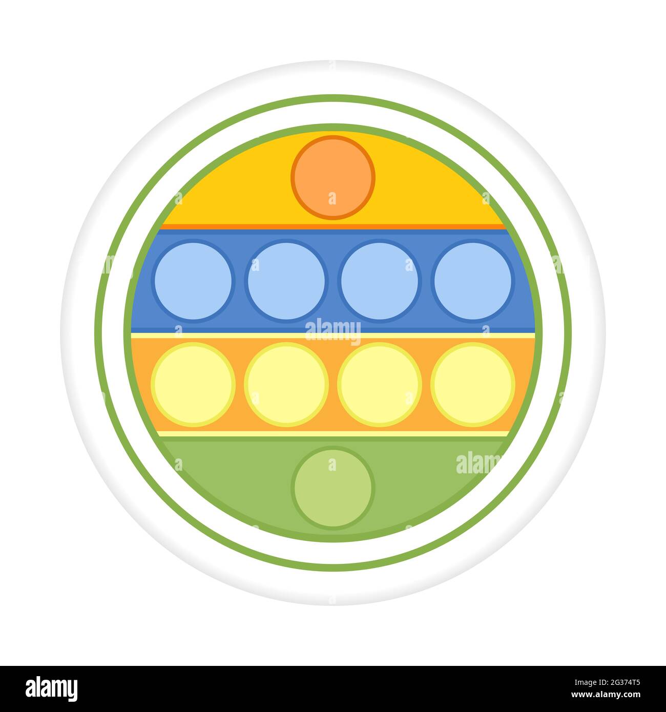 Vector illustration Kid sensory toys Sticker Pop it. Bubble fidget ...