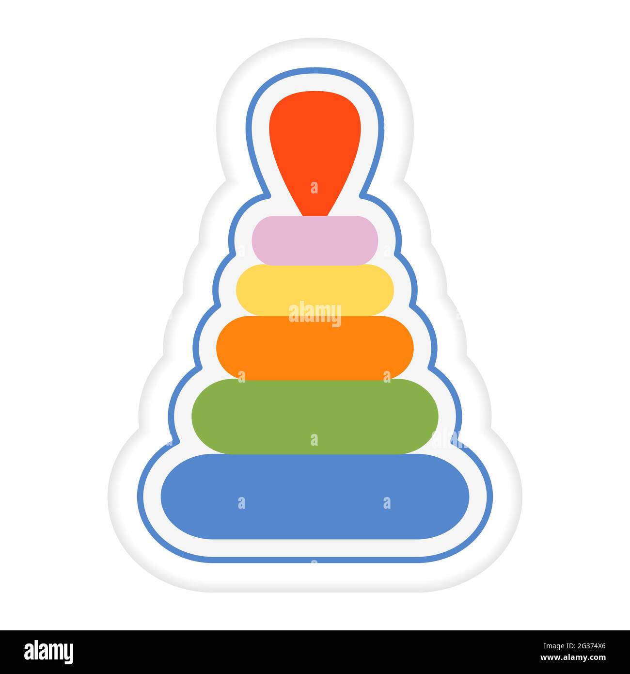 Vector illustration Kid toys Pyramid. Primary school, elementary grade ...
