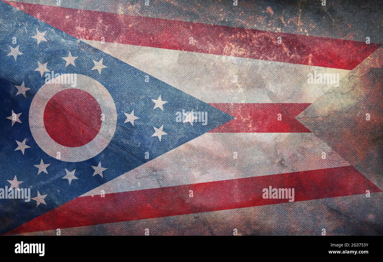 Top view of retro flag of Ohio with grunge texture. Flag background ...