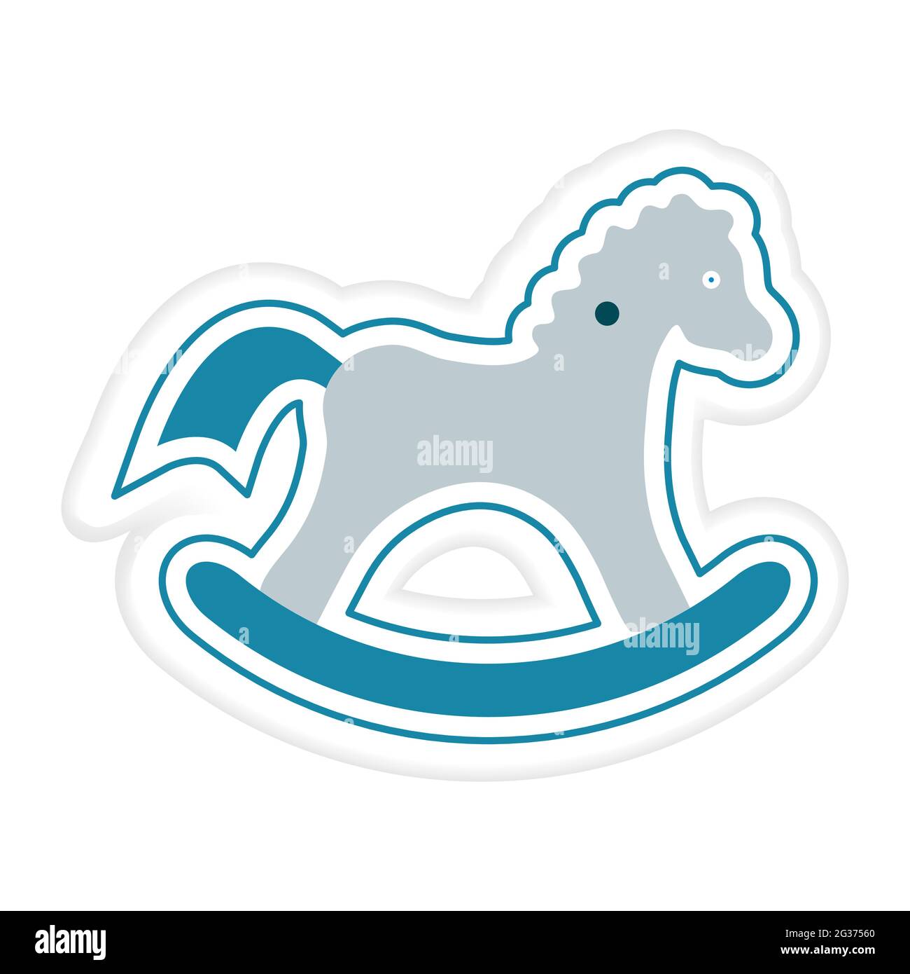 Vector illustration Kid toys Sticker Rocking horse. Primary school ...