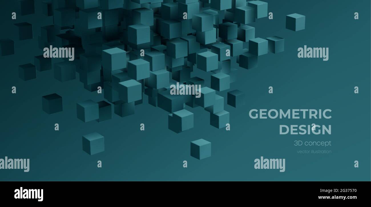 Modern digital geometric cube abstract background. Stylish realistic ...