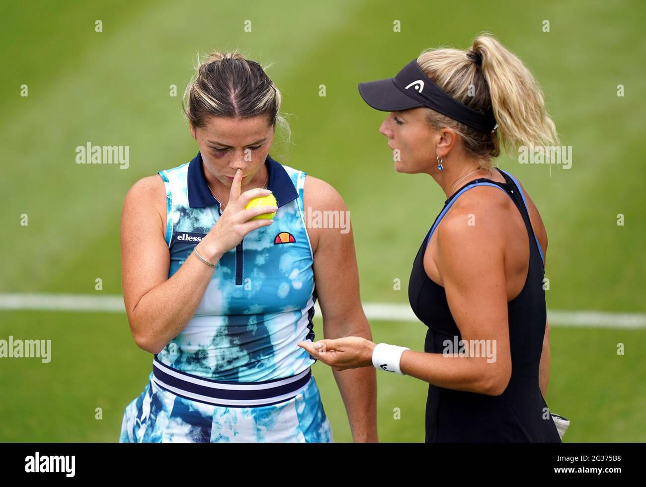 Sarah Beth Grey and Emily Webley-Smith in discussion during the doubles ...