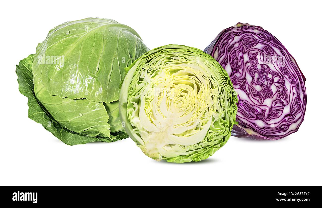 Cabbage collection isolated on white background Stock Photo - Alamy