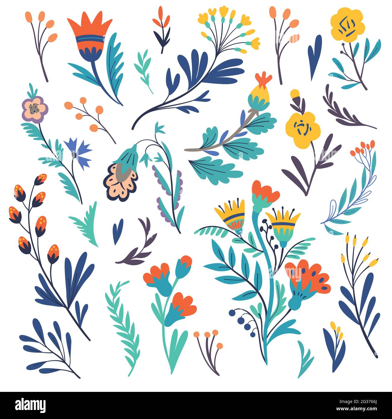 Simple Colored Flower Doodles