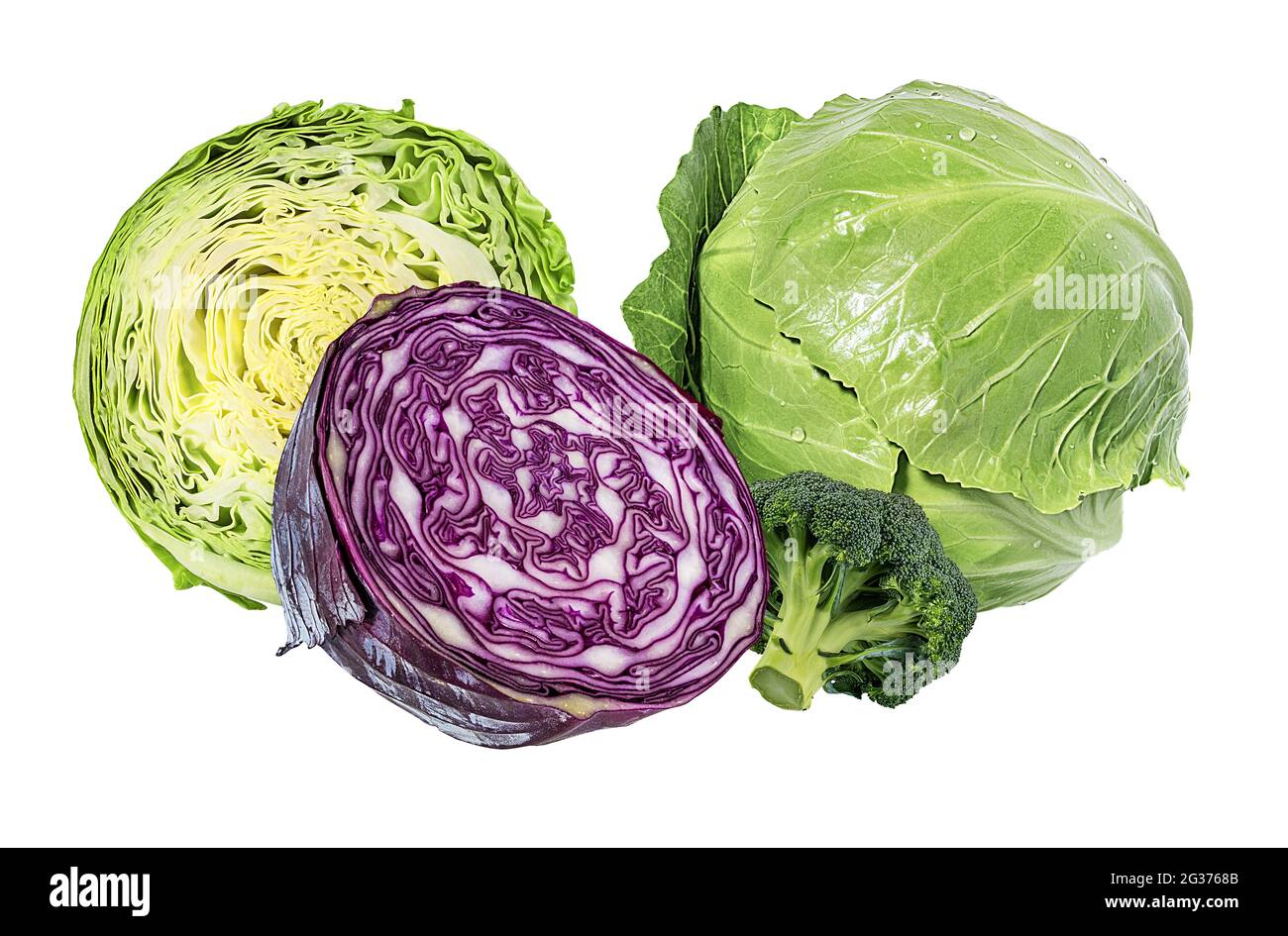 Cabbage collection isolated on white background Stock Photo - Alamy