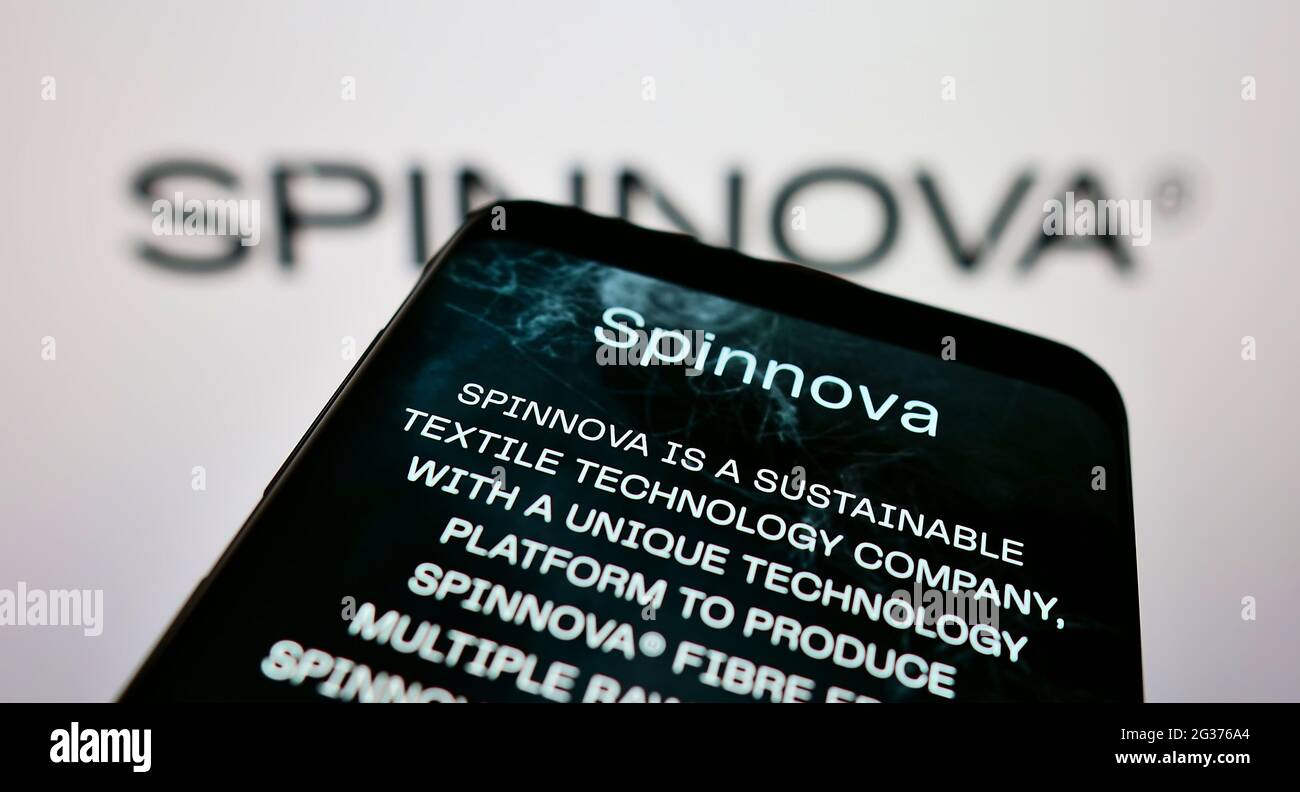 Smartphone with website of Finnish fiber textile company Spinnova Plc ...