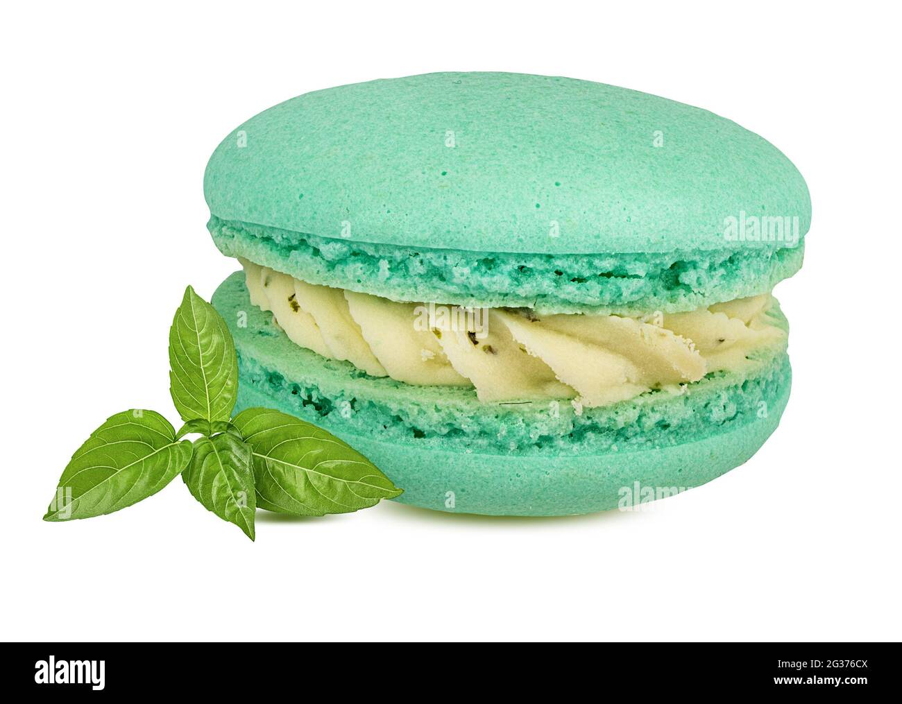 Mint macaroons isolated on white background Stock Photo - Alamy