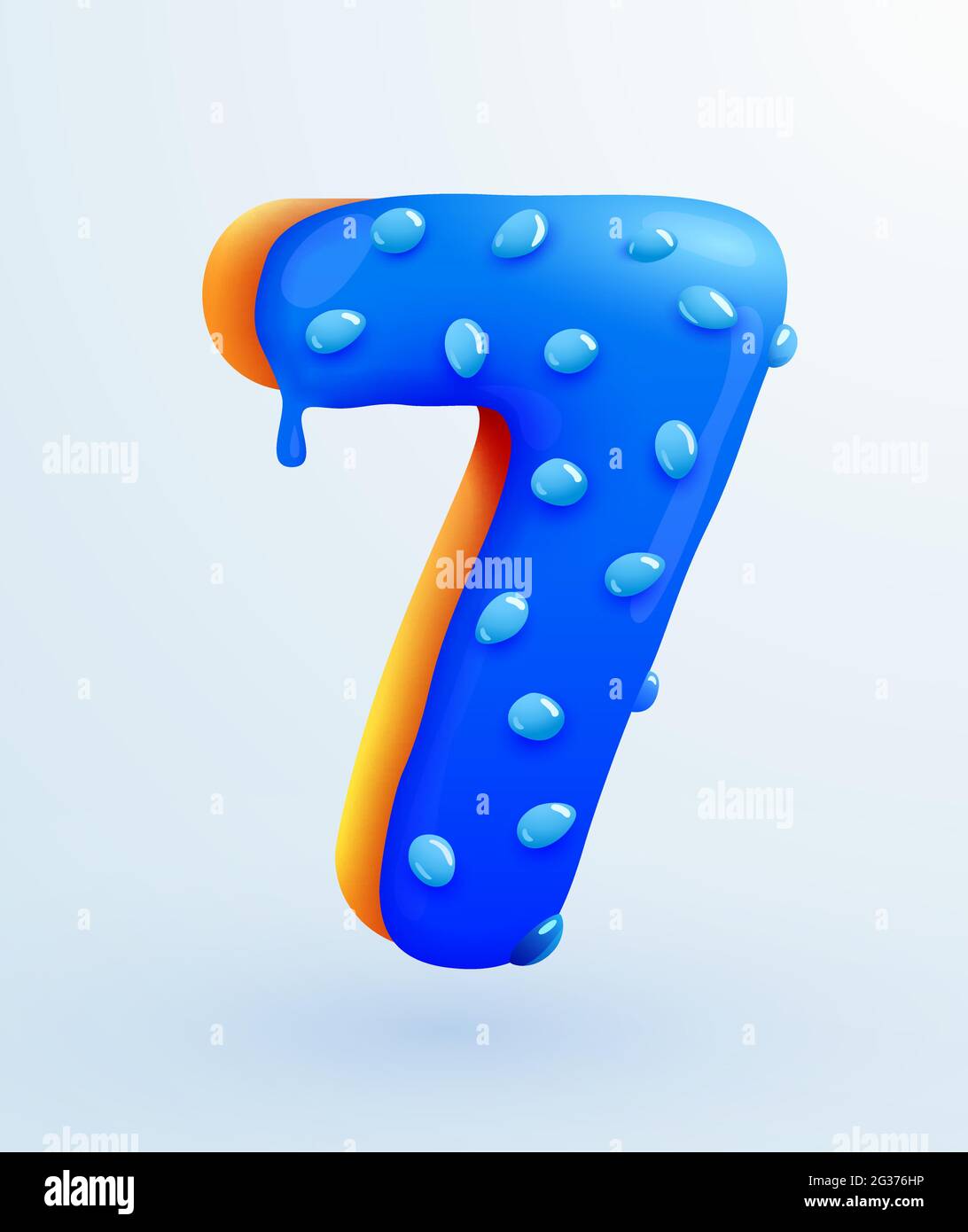 Glazed donut font. Number 7. Number seven form cake. Dessert style ...