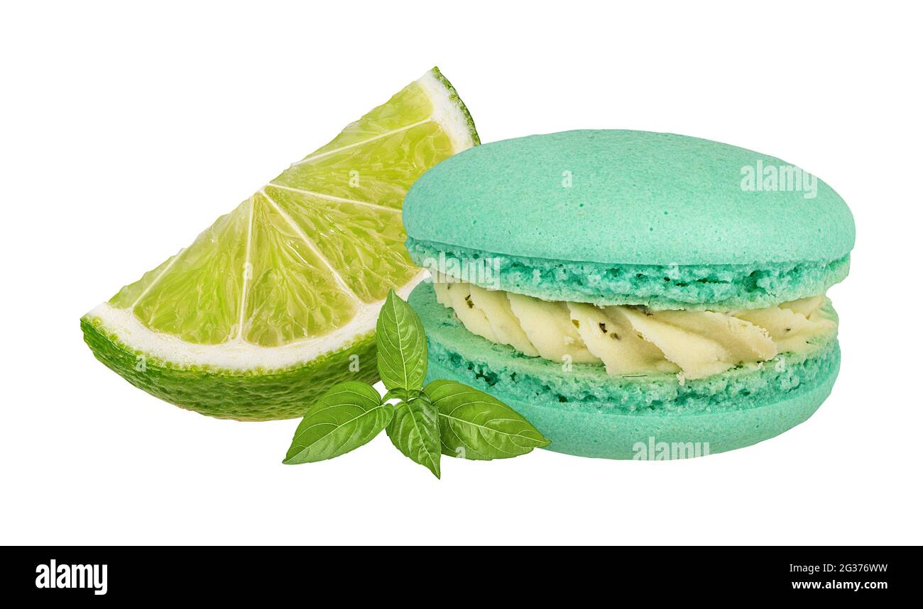 Lime and mint macaroons isolated on white background Stock Photo - Alamy