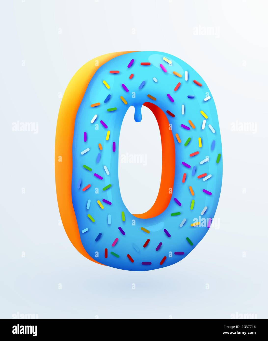 Glazed donut font. Number 0. Number zero cake. Dessert style ...