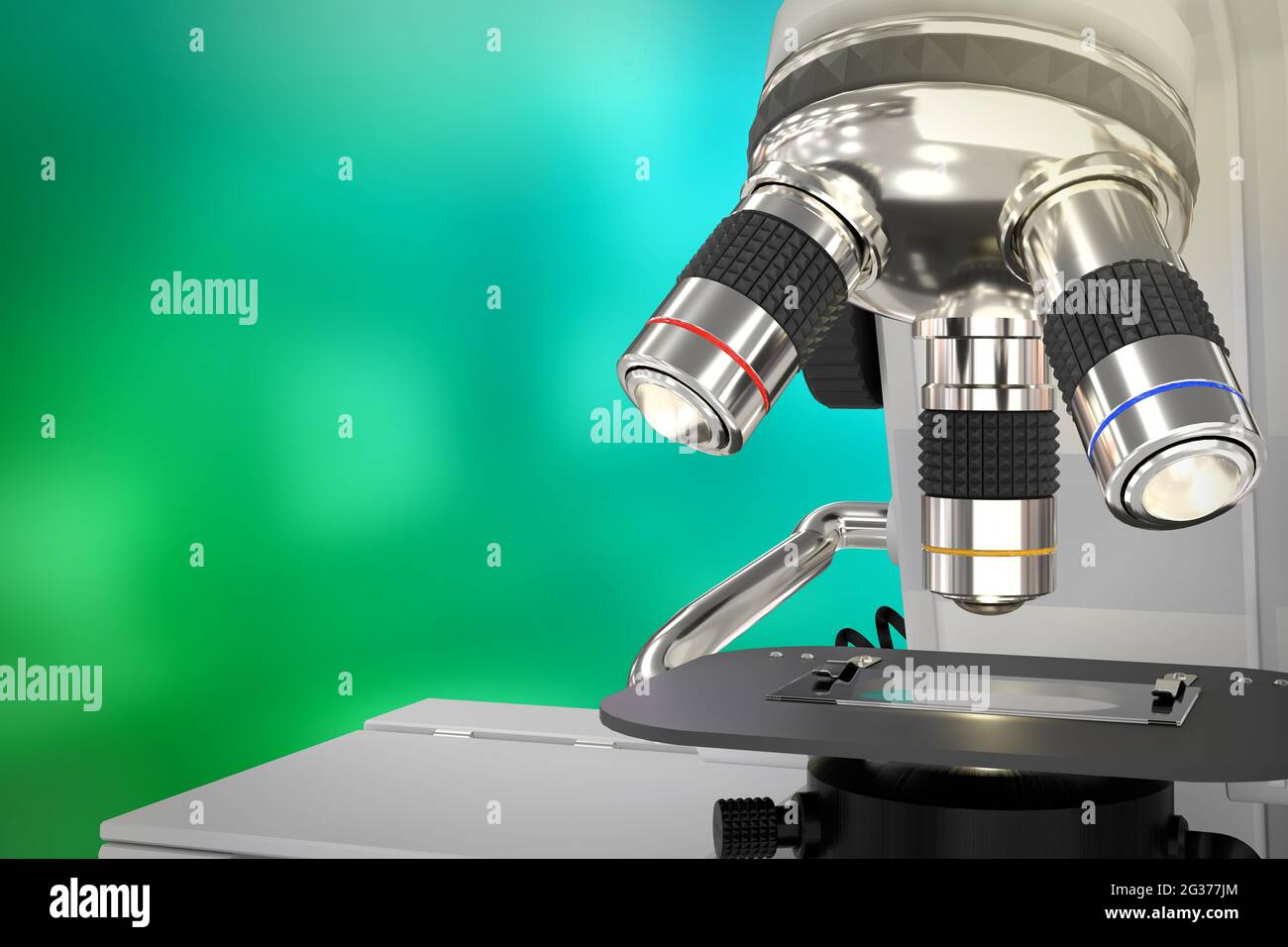 biochemistry development concept, object 3D illustration - lab electronic scientific microscope ...