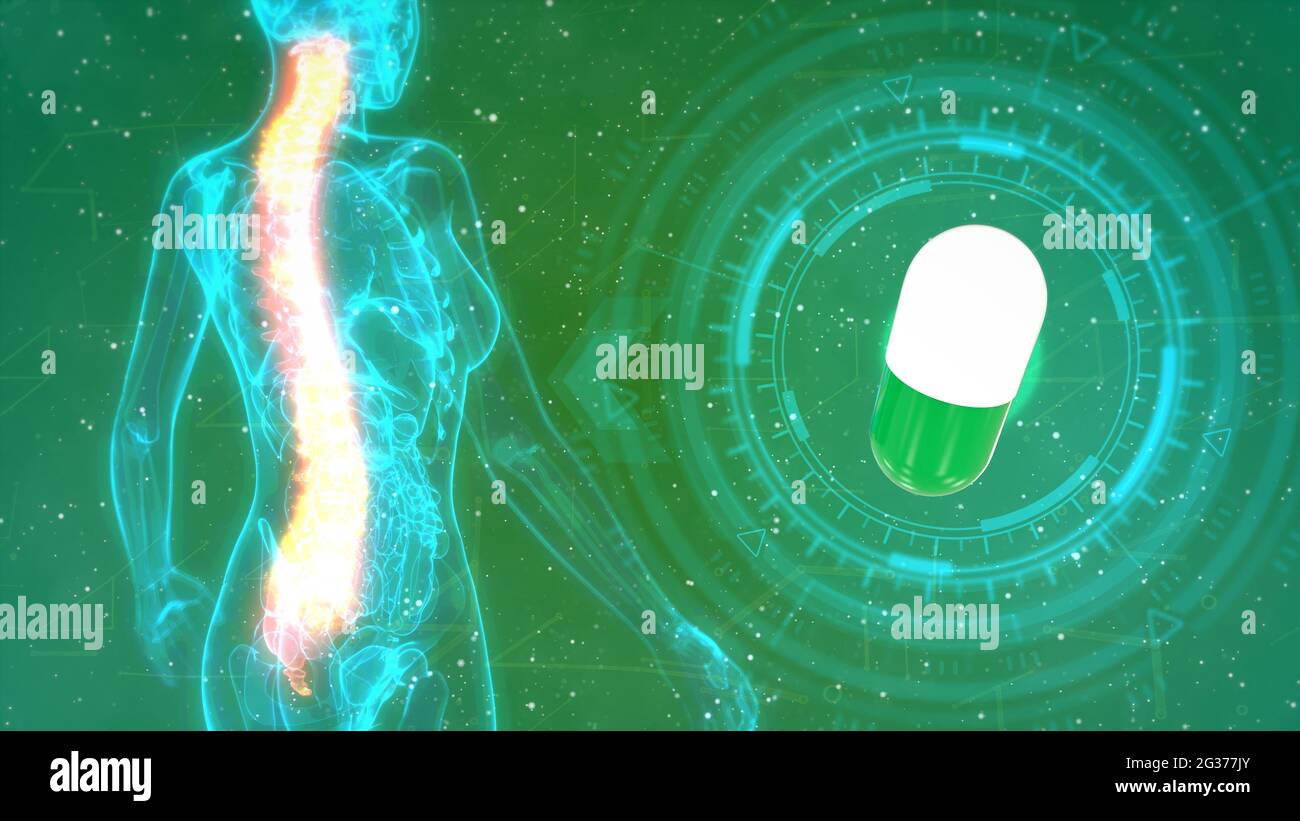 medicine 3d illustration, Medical pills spine healing Stock Photo - Alamy