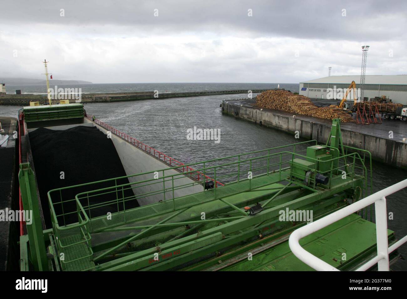 Port of Ayr Harbour, Ayr, Scotland, UK. 19 Apr 2007 Ship being loaded ...