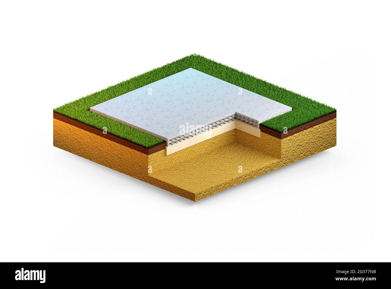 poured reinforced cement slab foundation. isolated concept industrial ...