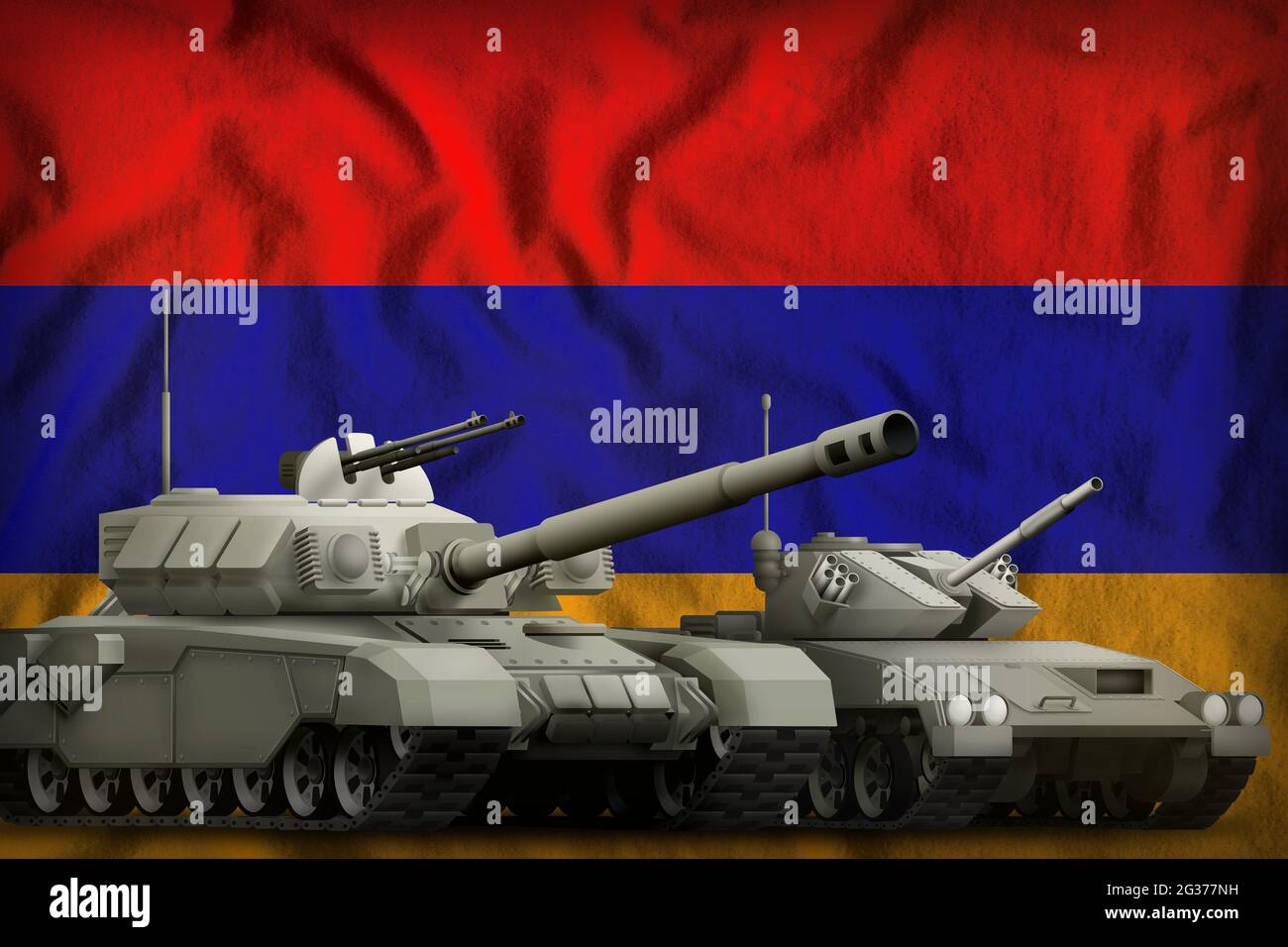 tanks on the Armenia flag background. Armenia tank forces concept. 3d ...
