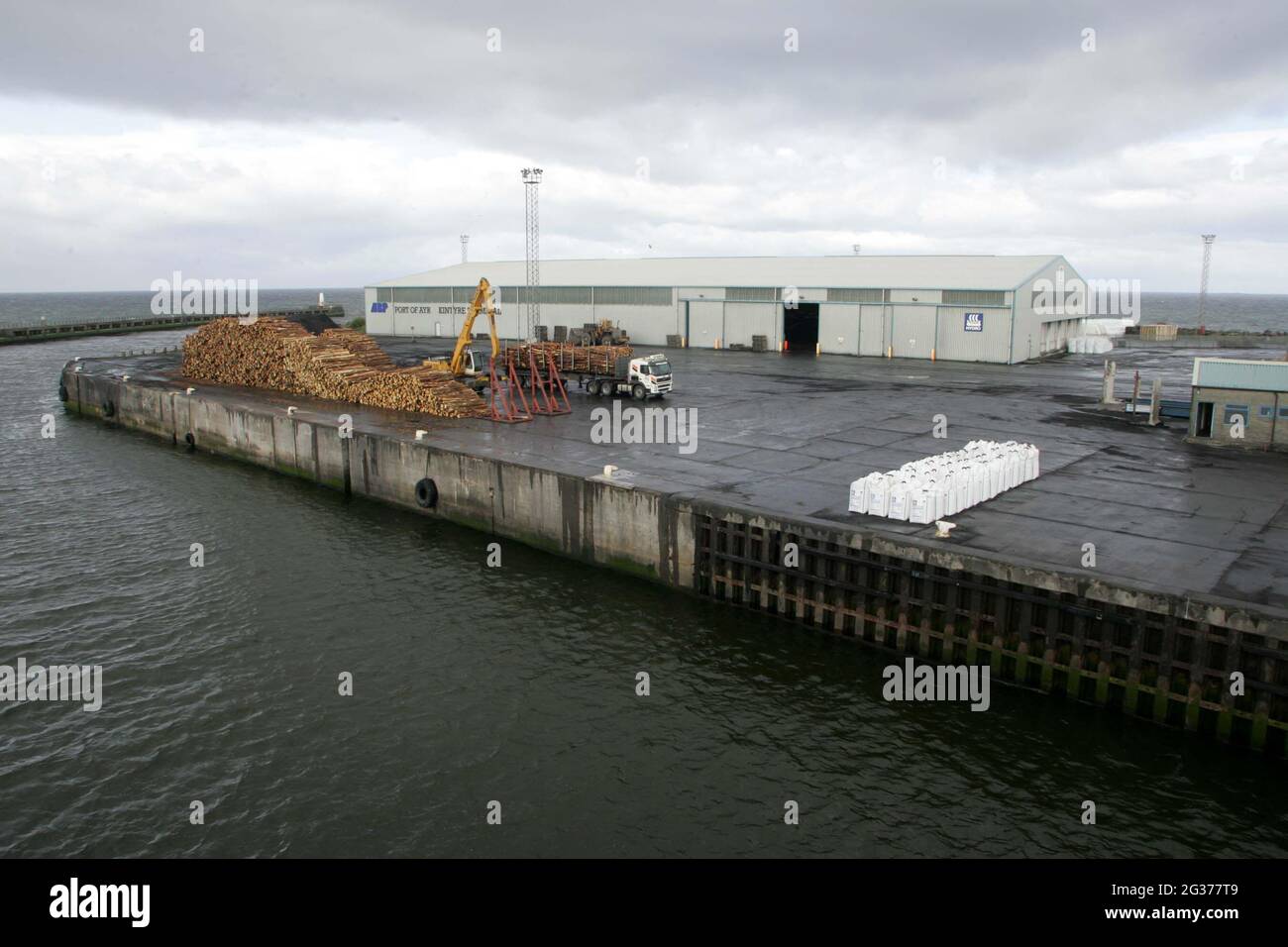 Port of Ayr Harbour, Ayrshire, Scotland, UK . High view of port showing ...