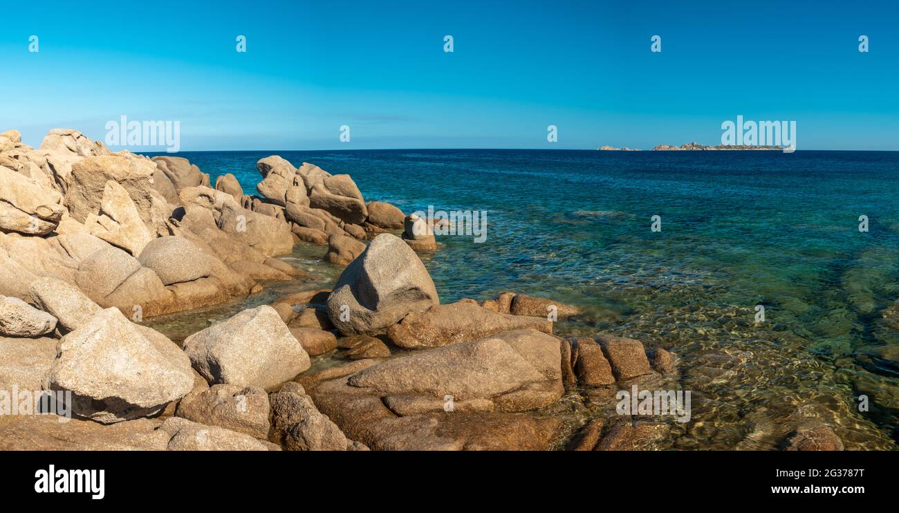 Summer day at Cala Pira, a beautiful bay in the south-east of Sardegna ...