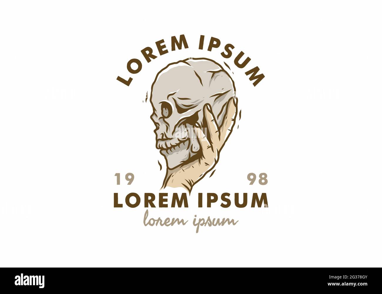 Hand holding skull head illustration drawing design Stock Vector Image ...