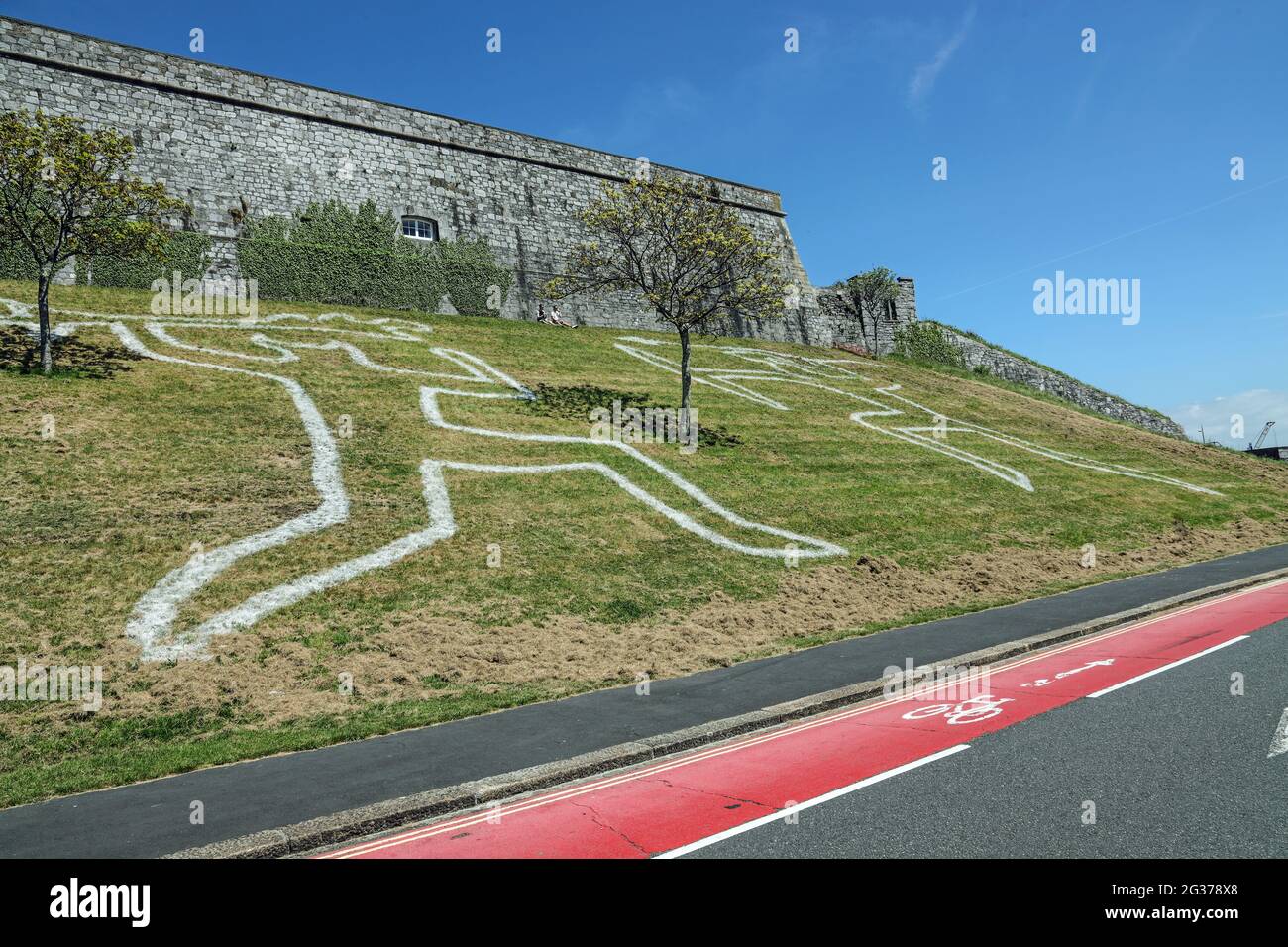 A painting of the legendary figures of Gogmagog and Corineus on the ...
