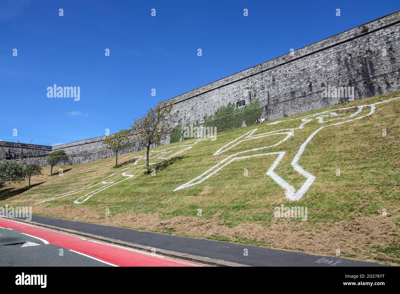 A painting of the legendary figures of Gogmagog and Corineus on the ...