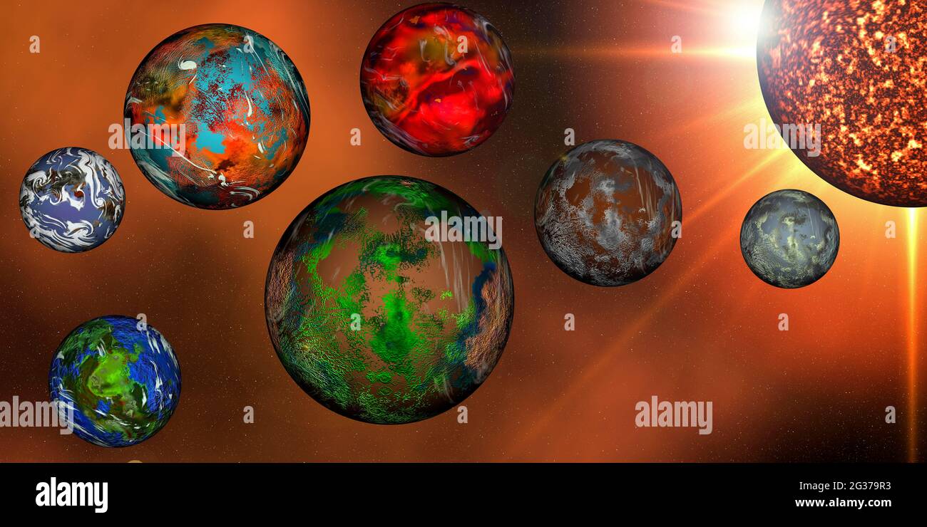 Computer generated high resolution image of the solar system Stock ...