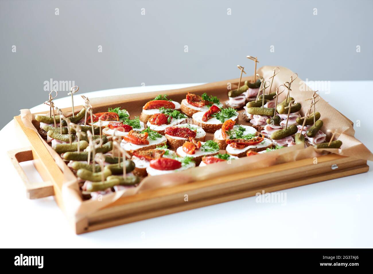 fresh tapas plate prepared for a buffet Stock Photo - Alamy