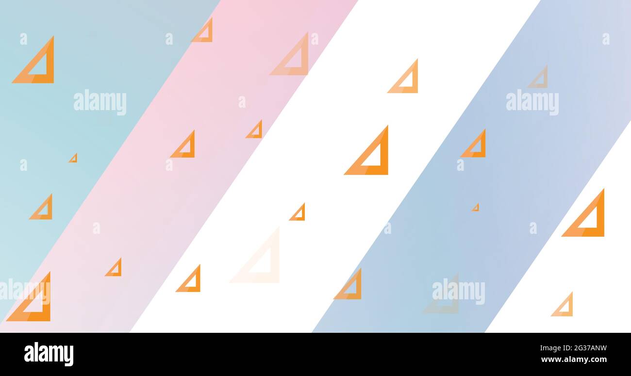 Composition of geometry set squares floating on grey, pink and white ...