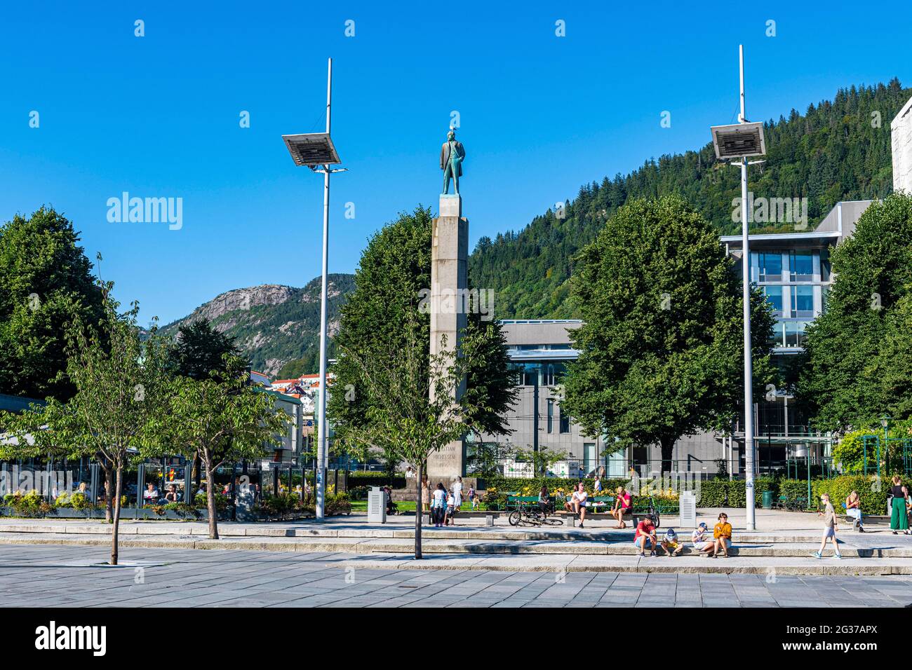 Main square in the Unesco world heritage site, Bergen, Norway Stock ...
