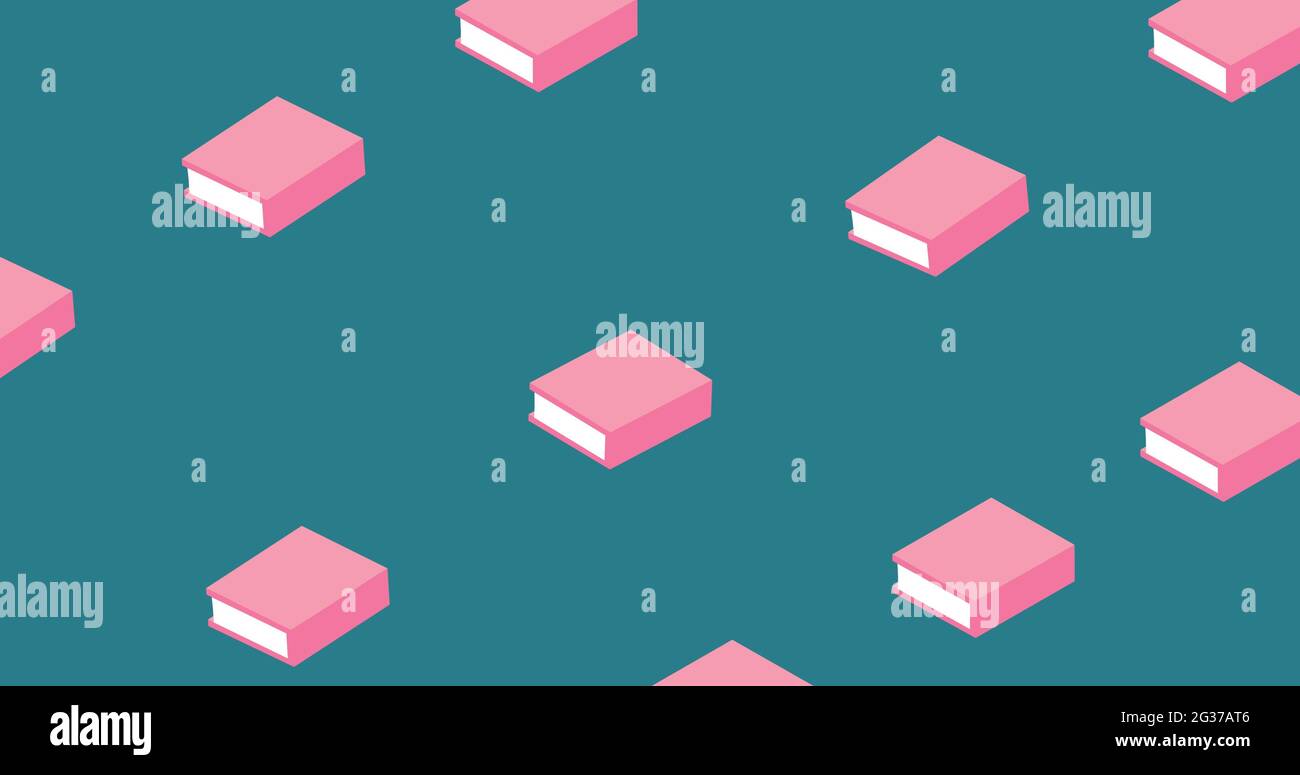 Composition of pink books floating on mid blue background Stock Photo ...